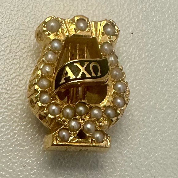 Accessories | Vintage Alpha Chi Omega Pin Gold With Seed Pearls | Poshmark